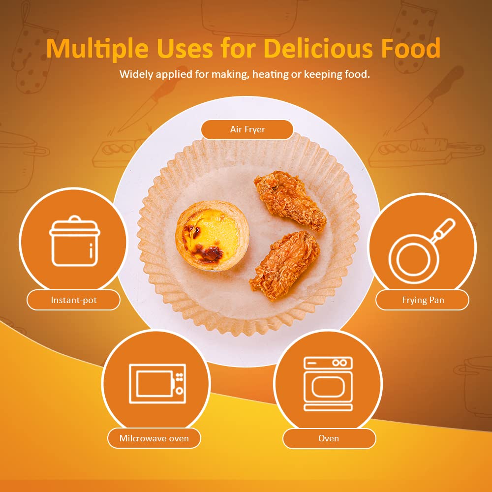 128 PCS Air Fryer Disposable Paper Liner, 6.3 IN’ Non Stick Baking and Parchment Paper Sheets, Water-proof, Oil-proof, Food Grade Baking Paper, Round Baking Paper Liners for Baking Roasting Microwave