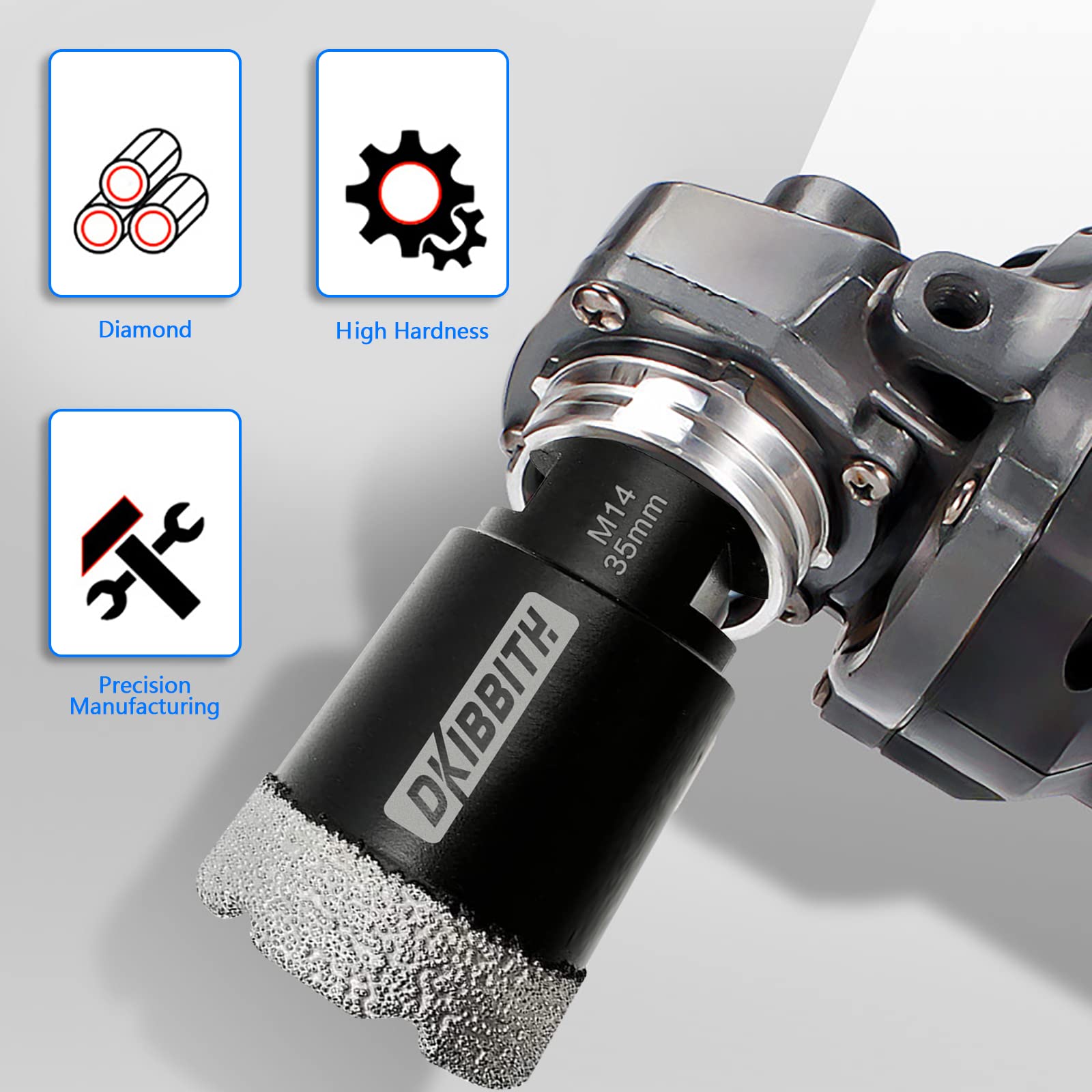 Dry Diamond Core Drill Bits 1-3/8 Inch (35mm) Tile Hole Saws for Porcelain Ceramic Tile Marble Brick Hole Saw with 5/8-11 Thread Plus 3/8 Inch Hex Shank Adapter