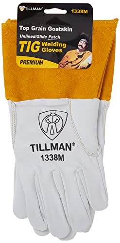 1338M Goatskin Tig Glove4 Cuff-Cd Medium by Tillman (1338 - MEDIUM), White