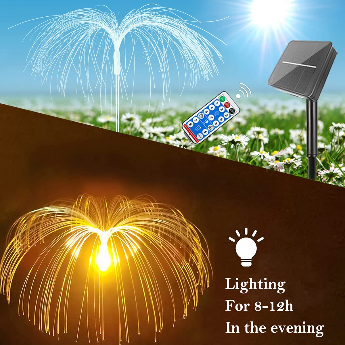 Atildp Upgraded Solar Garden Lights, 5 Pack Solar Jellyfish Lights with 8 Flash Mode Remote Control, Multi-Color Solar Lights Outdoor for Backyard Christmas Party Wedding Birthday