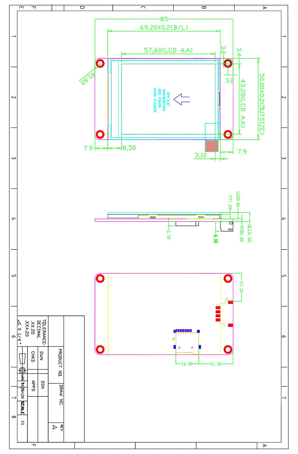 Ferwooh Nextion Basic Display 2.8'' NX3224T028 2.8inch TFT Resistive Touch Screen Panel 320X240 UART HMI LCD Display Module