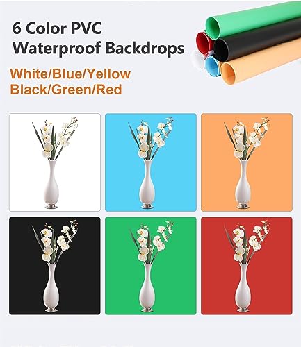 Lightbox, GLZ 24x24 Inch Photo Studio Light Box Shooting Tent Kit with Dimmable and Movable LED Lights, Carry Bag and 6 Color backdrops for Photoshoot (White Black Orange Blue Green Red)