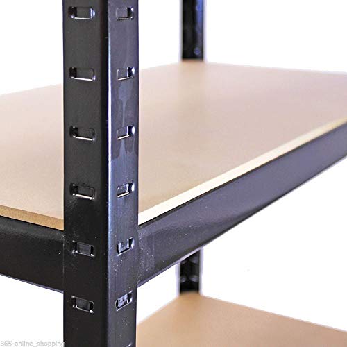 AUTOFU 5-Tier Utility Shelves, Garage Shelving Unit, Metal Storage Shelves, Adjustable Storage Racks, Heavy Duty Shed Shelf, Kitchen Racking - Black, 66" x 30" x 12"