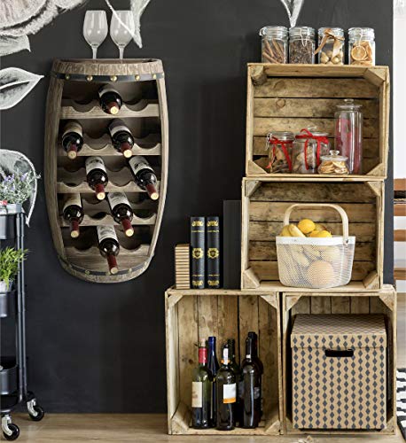 CoTa Global Modern Alexander Wall Mounted Wine Rack - 18 Wine Bottles Freestanding Wooden Barrel Wine Holder, Hanging Bottle Rack or Floor Stand, Wine Storage Shelf Organizer for Wine Bar, Home Décor