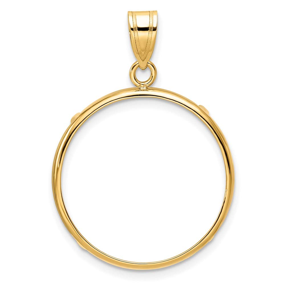 14ky 22mm Polished Prong Coin Bezel Pendant 33.1mm 23.2mm style C1801/22.0