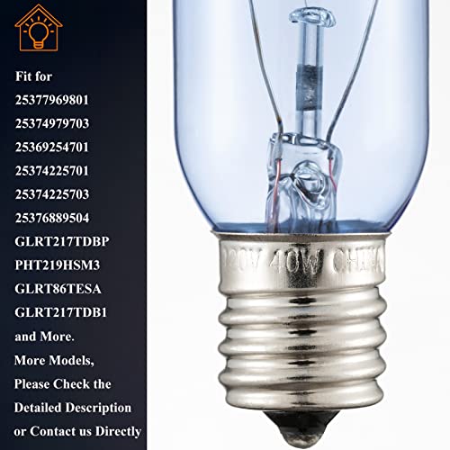 297048600 241552802 AP3770086 1056577 AH976993 EA976993 PS97699 Refrigerator Light Bulb Compatible with Frigidaire Kenmore Whirlpool KitchenAid Electrolux Refrigerators T8 E17 40Watt Light Bulb,2 pack