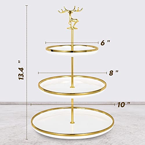 3 Tier Porcelain Cake Stand，Afternoon Tea Stand，3 Tier Cupcake Stand for Party，Dessert Table Display Set，Cupcake Stand for 24 Cupcakes，Tiered Tray Stand，Three Tier Dessert Stand