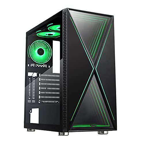 Bgears b-BlackWidow-RGB Black Gaming PC ATX case, Special Ripple effect Front Panel, Tempered Glass side. 2 x USB3.0, 3 x PWM 120mm ARGB Fans, Fan Controller with Remote, Support up to EATX board