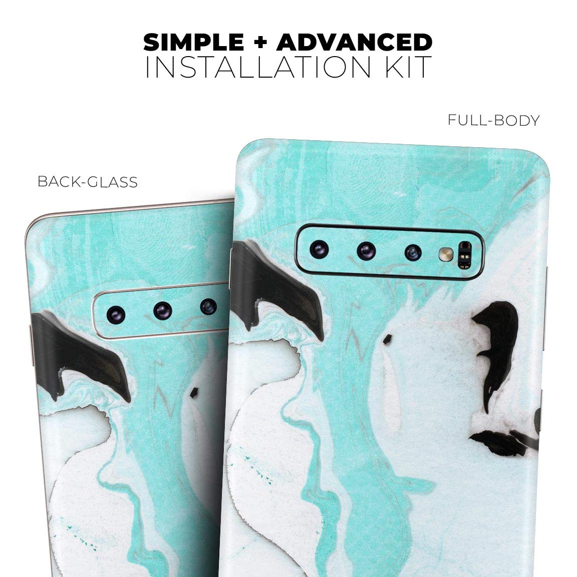 DesignSkinz Black and Teal Textured Marble Protective Vinyl Decal Wrap Skin Cover Compatible with The Samsung Galaxy S20 (Screen Trim & Back Glass Skin)