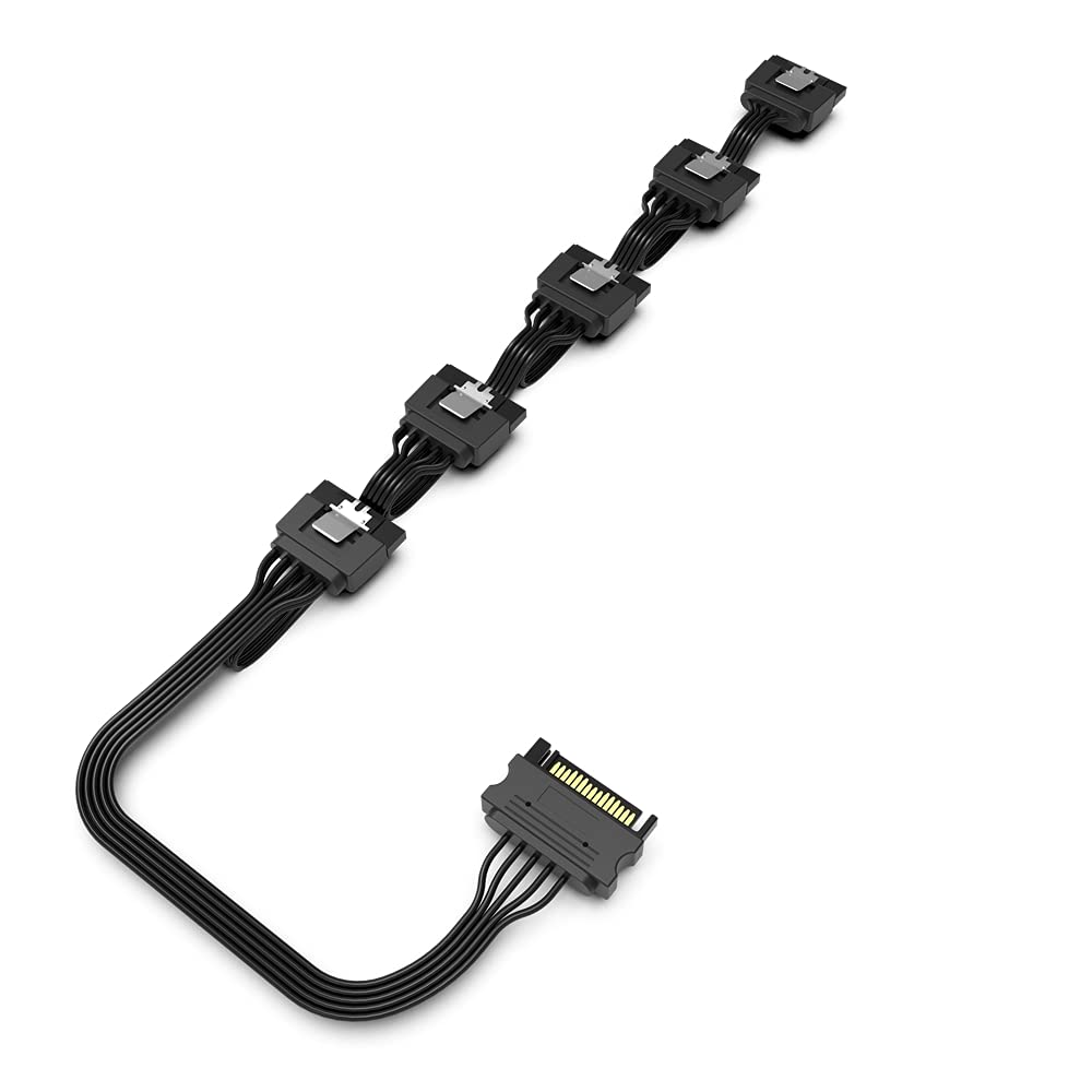 QIVYNSRY SATA Power Splitter Cable Straight SATA 15 Pin Male to 5 Female Power Splitter Extension Cable Serial ATA Power Cable Splitter Hard Drive Power Cable (50cm+10cm+10cm+10cm+10cm)