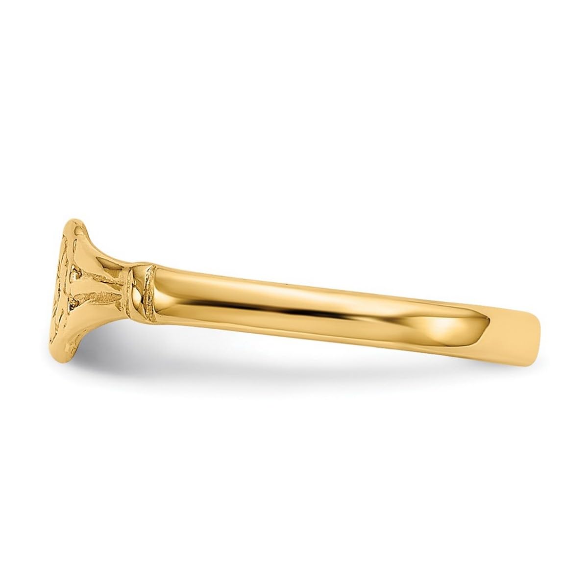 14k Yellow Gold Solid Flat back Polished Oval Baby Ring Size 2.25 Jewelry for Women