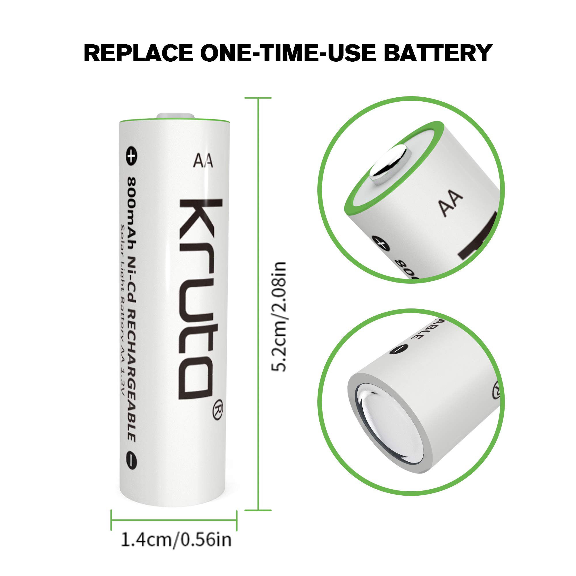 Kruta AA Rechargeable Batteries 800mAh NiCD Rechargeable Solar AA Battery for Solar Lights Solar Lamp(Pack of 12)