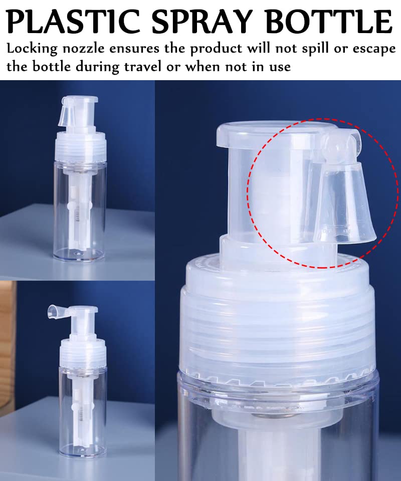 AKOAK 1 Pack 110ml Portable Detachable Travel Spray Bottle Container PET Cosmetics Bottle Transparent Dry Powder Spray Bottle