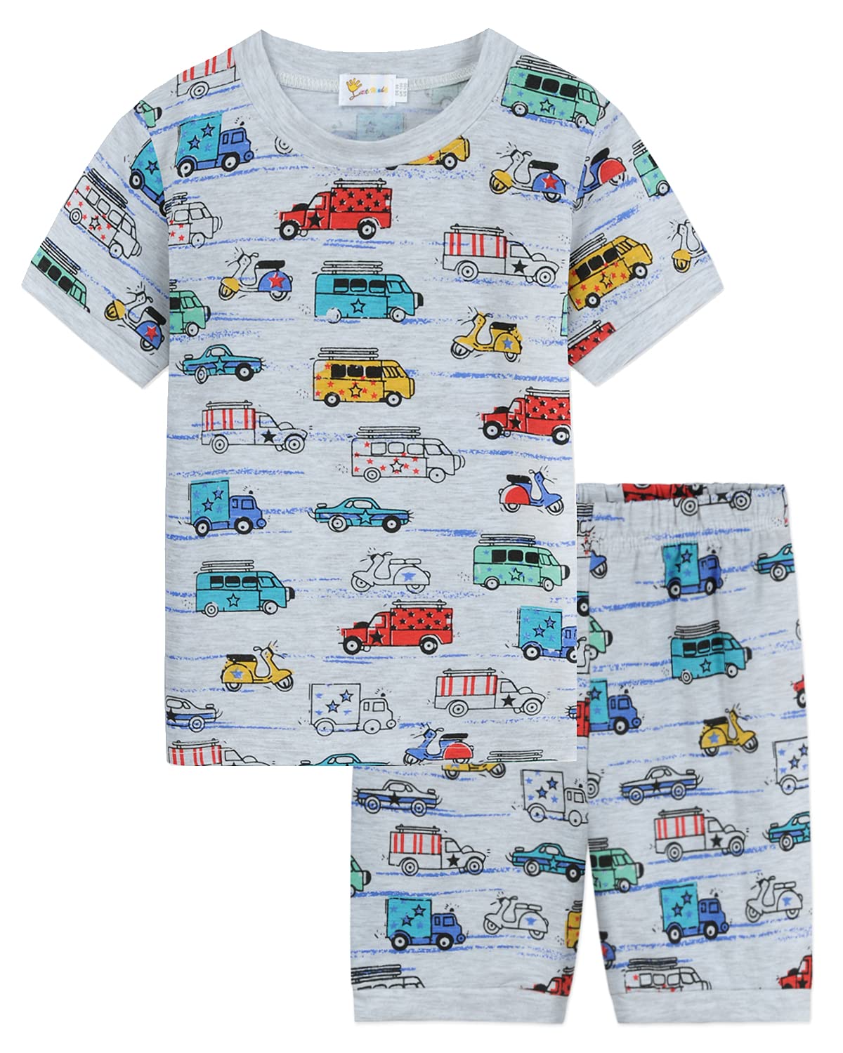 Little Boys Car Pajamas Toddler Boy Short Sleeve Cartoon Sport Short Sets 2 Years