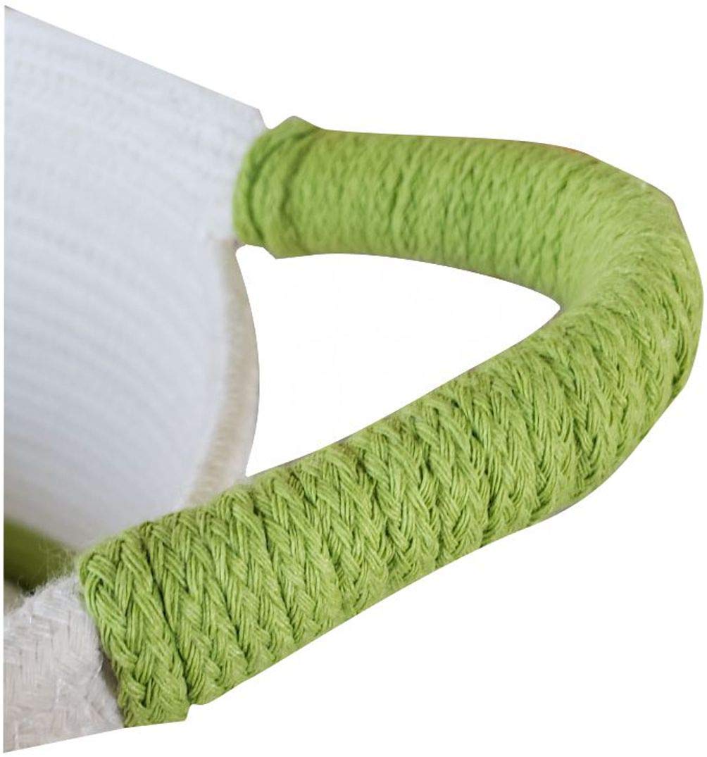 Apajou Large Cotton Rope Basket (12.5” x 16” x 15”) - Round Woven Storage Organizer Baby Basket Bin with Sturdy Handles - for Blankets, Toys, Laundry, Nursery, and More