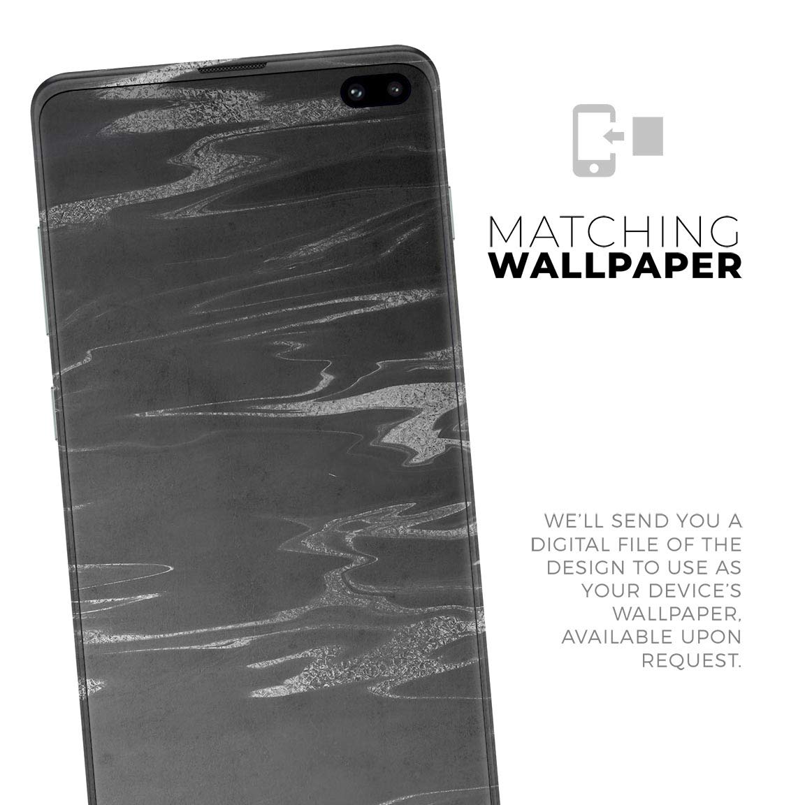 DesignSkinz Black & Silver Marble Swirl V2 Protective Vinyl Decal Wrap Skin Cover Compatible with The Samsung Galaxy S20 (Screen Trim & Back Glass Skin)