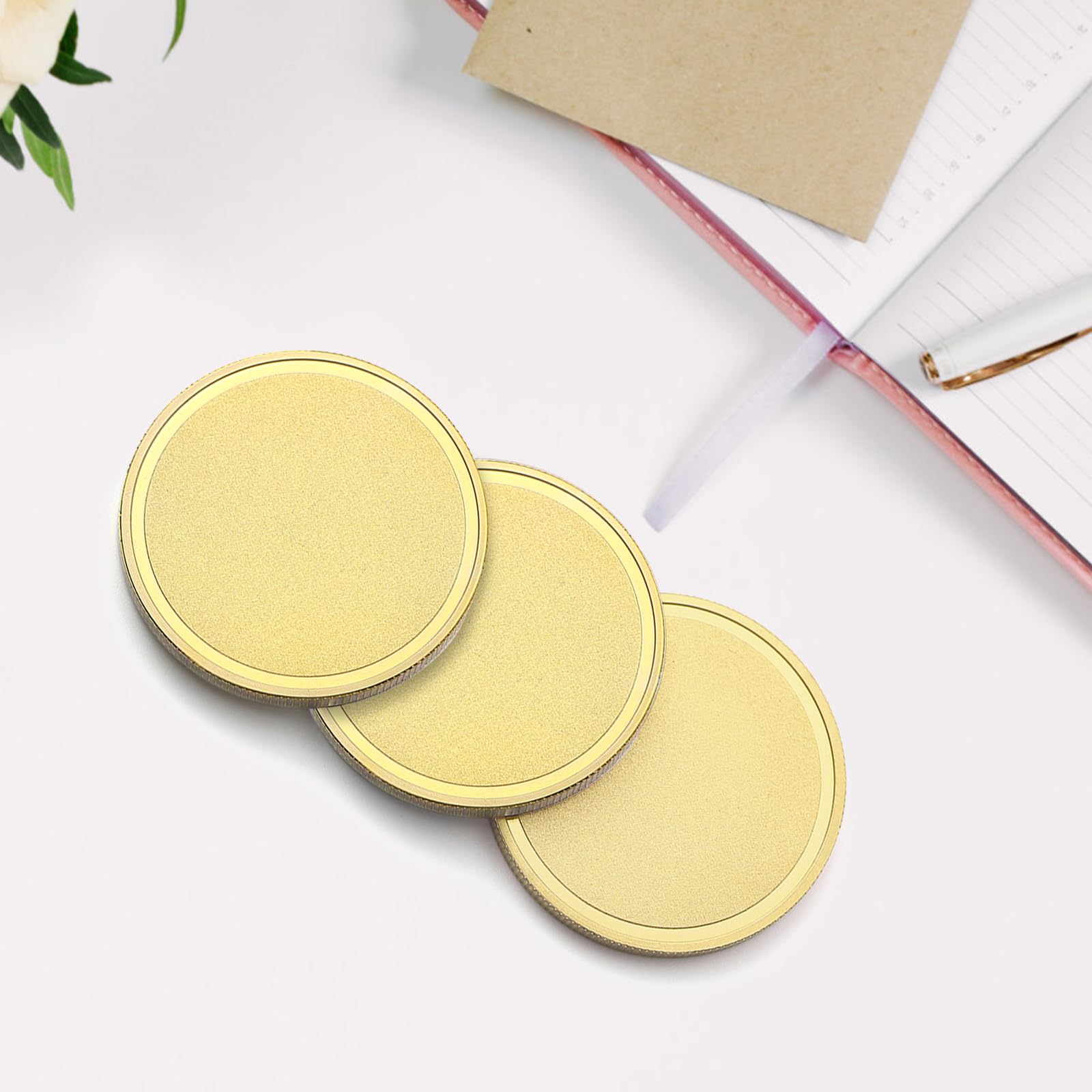 10Pcs Brass Laser Engraving Blanks Challenge Coin Blanks 40mm Diameter with Acrylic Protection Box for Personalized DIY Gift for Birthday Holidays Travel Commemorative Collection