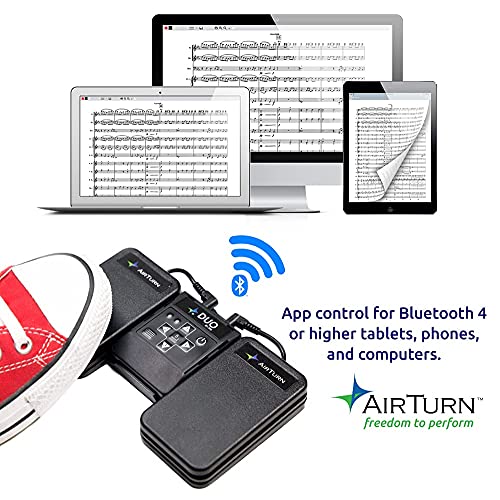 AirTurn DUO200 Silent Bluetooth Pedal Page Turner Media App Control Foot Pedal
