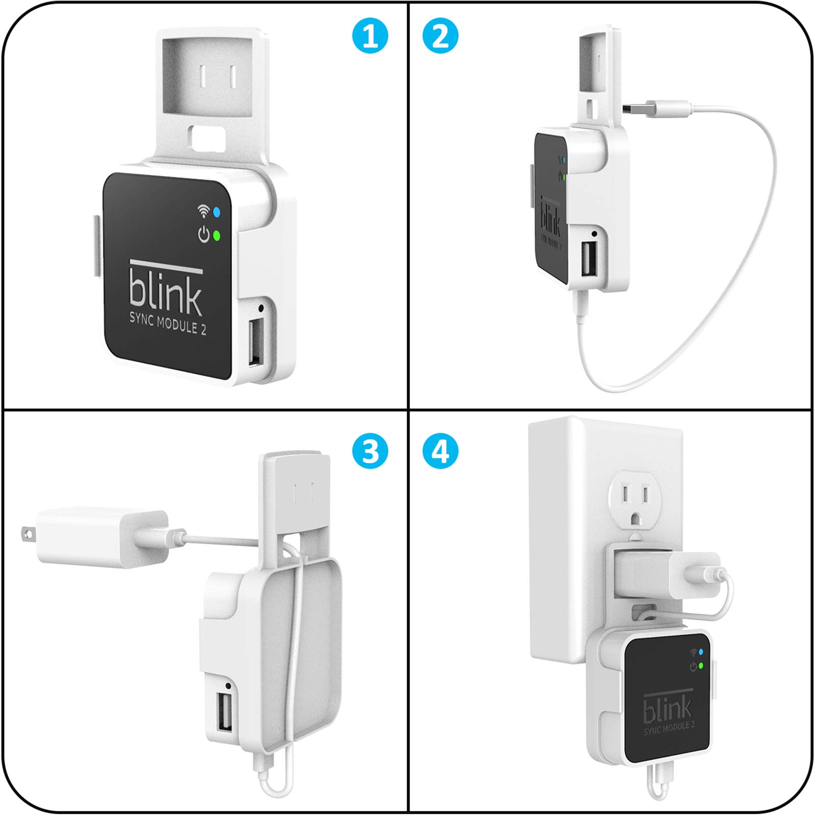 All-New Blink Outdoor Camera Housing and Mounting Bracket, Weather Proof Protective 360 Degree Adjustable Mount with Blink Sync Module 2 Outlet Mount for Blink Home Security Camera (White(3 Packs))