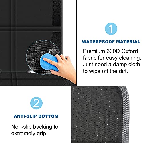 J&C Car Seat Protector for Child Carseat Waterproof Baby Car Seat Protector with Thickest Padding, Non-Slip Backing 2 Pockets, Fit for SUV Sedan Leather Seats