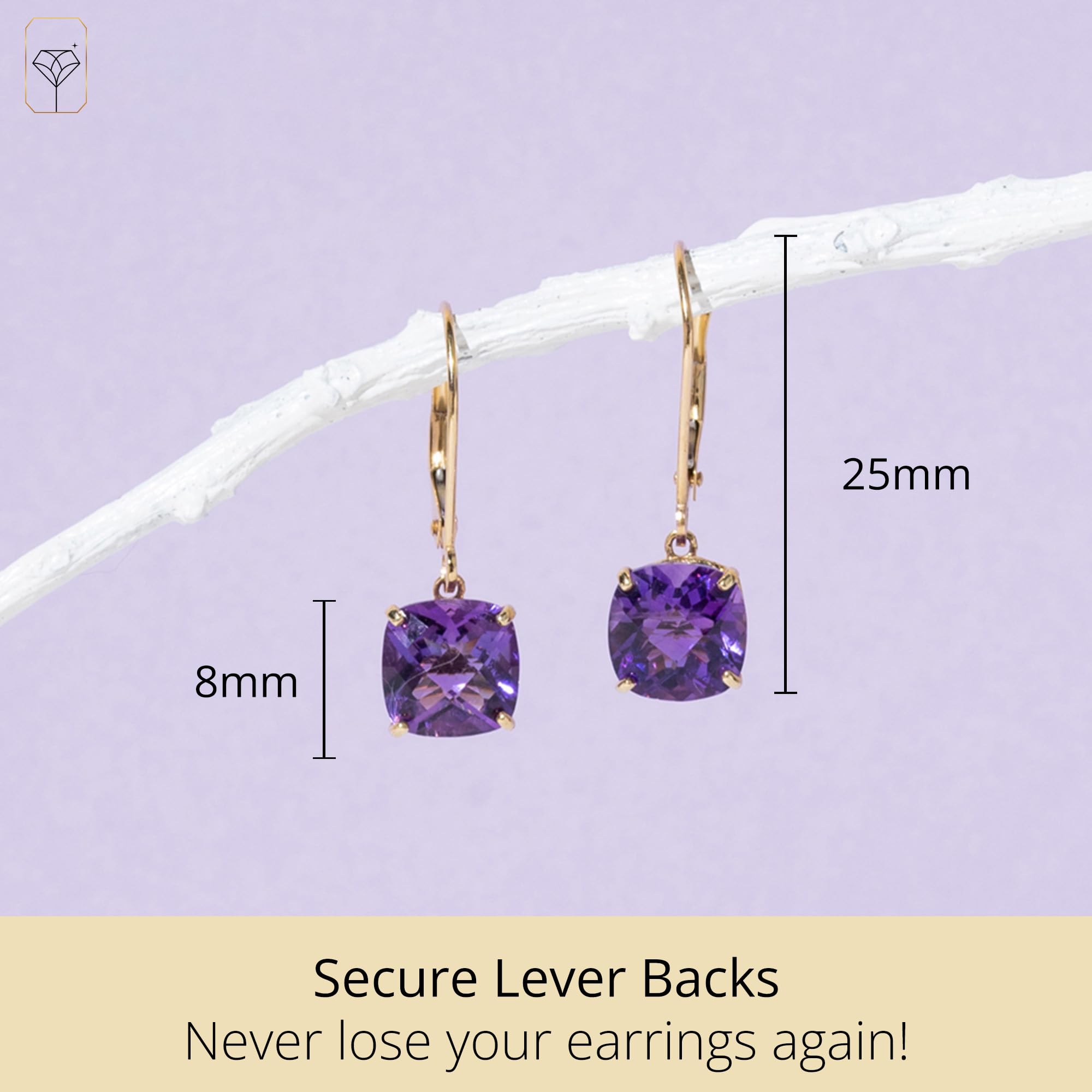 14k Yellow Gold Cushion Cut Created White Opal Dangle Earrings for Women with 8mm October Birthstone by Parade of Jewels