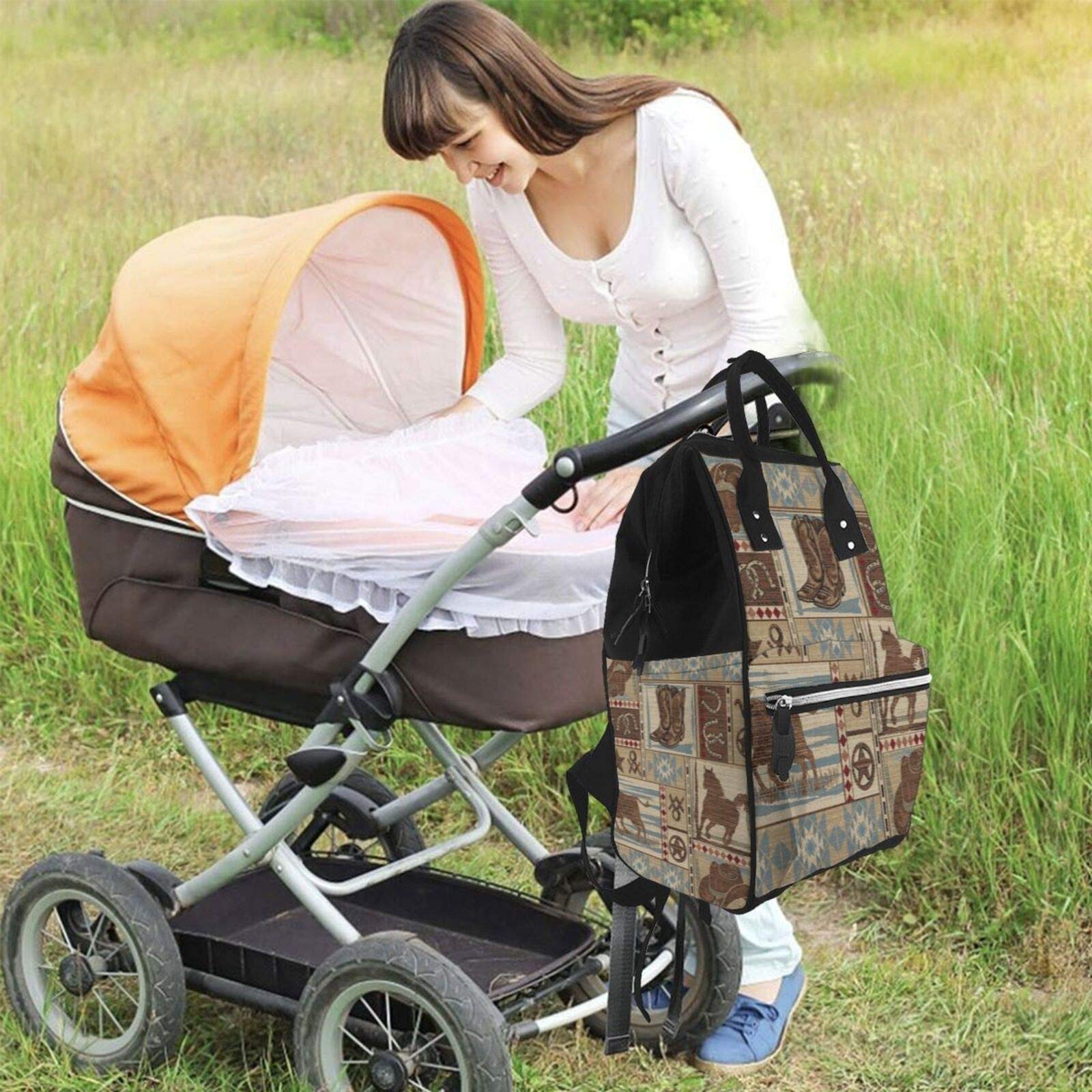 Diaper Bag Western Rodeo Area Large Capacity Nappy Bag Backpack for Baby Care Tote Bags Travel Backpack for Mom and Dad