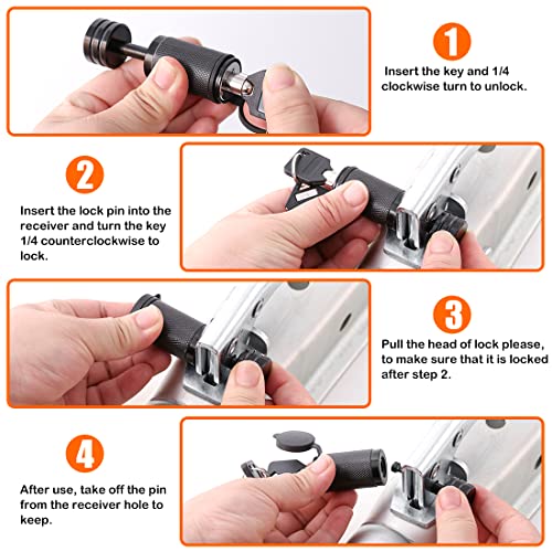 CZC AUTO Trailer Tongue Coupler Lock, Dia 1/4 Inch, 7/8 Inch Span Fits Latch-Type Coupler for Towing Boat Truck RV Car Trailer
