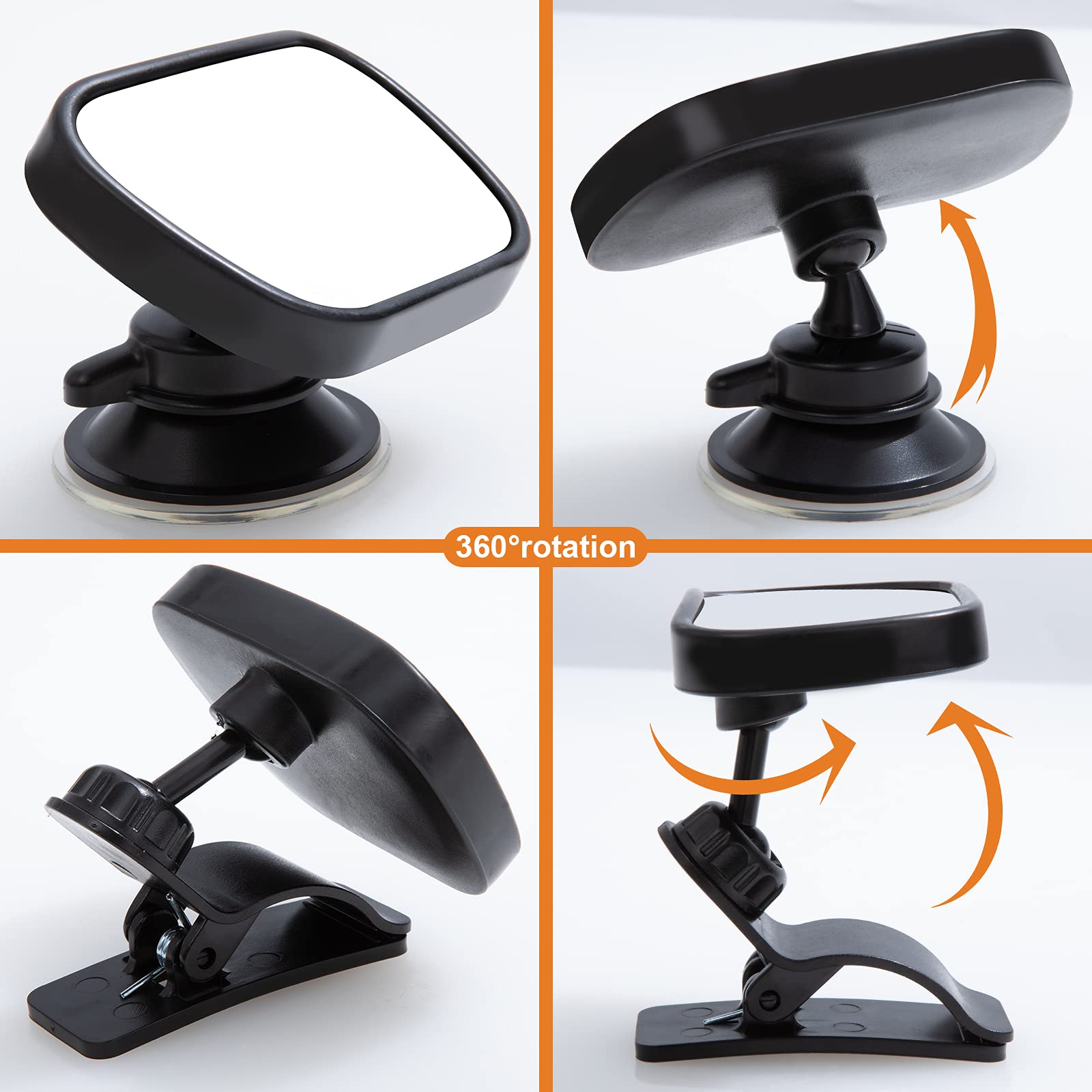 ONLYFU Baby Car Mirror Car Seat Mirror Rear Facing Infant Child Acrylic Baby View Mirror 360 Degree Adjustable Baby Car Back Seat Mirror Child Car Observation Mirror (Black)