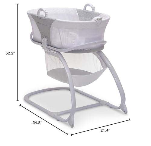 Delta Children 2-in-1 Moses Basket Bedside Bassinet Sleeper - Portable Baby Crib with Wheels & Removable Moses Basket, Grey