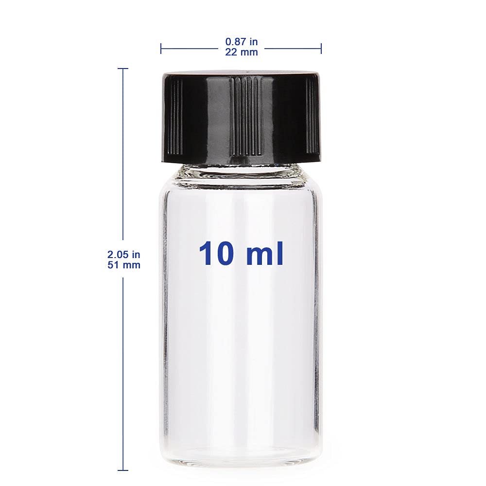 Labasics Clear Glass Sample Vials with Cap, Screw Cap Sample Vials Clear Glass Liquid Sampling Bottle Reagent Bottle with Cap Closure, 20ml / 0.6 oz. Pack of 20 (42 Packs, 10 ml)