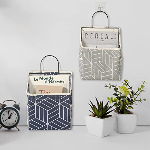 3Pack Wall Hanging Storage Bag Waterproof Over The Door Closet Organizer Hanging Pocket Linen Cotton Organizer Box Containers for Home,Dormitory,Bedroom, Bathroom (3 Pack)
