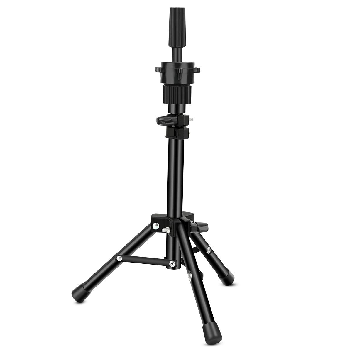 Mini Mannequin Head Stand Holder, Max Length 24 inch, Foldable Metal Adjustable Wig Tripod Stand, Hairdressing Manikin for Salon Hair Cosmetology Teaching Training Hair Extensions