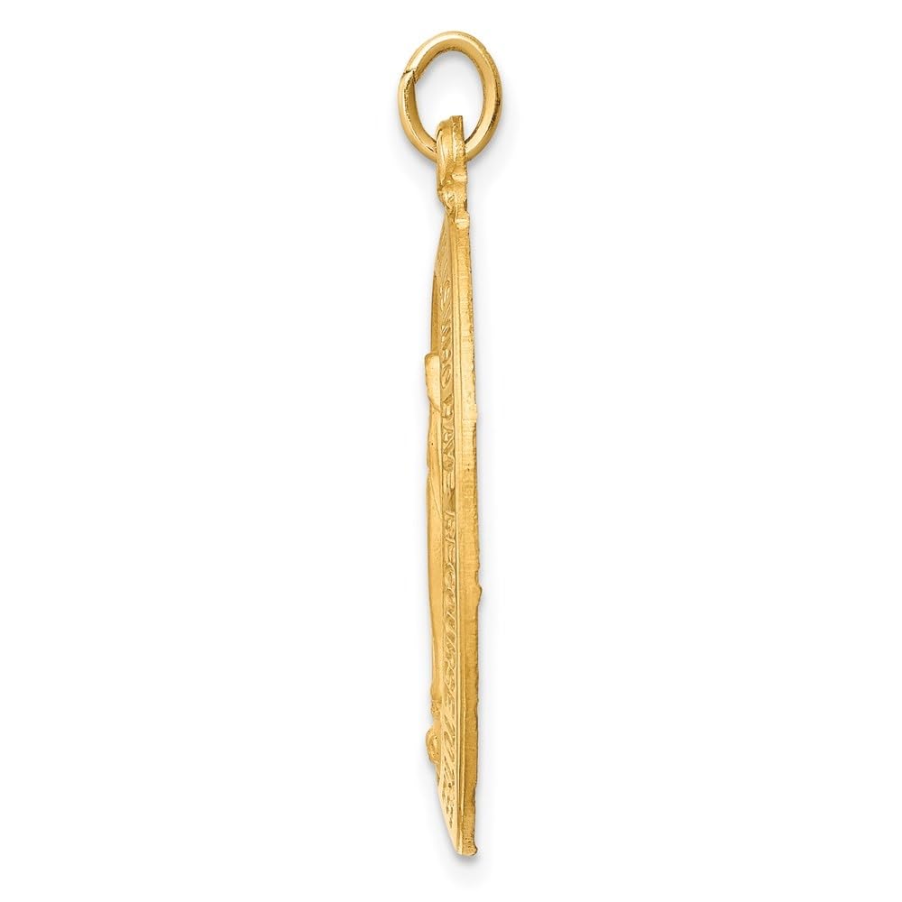 14k Yellow Gold Satin Medium Oval Miraculous Medal Fine Jewelry for Women (L- 32.5 mm W- 18.5 mm)
