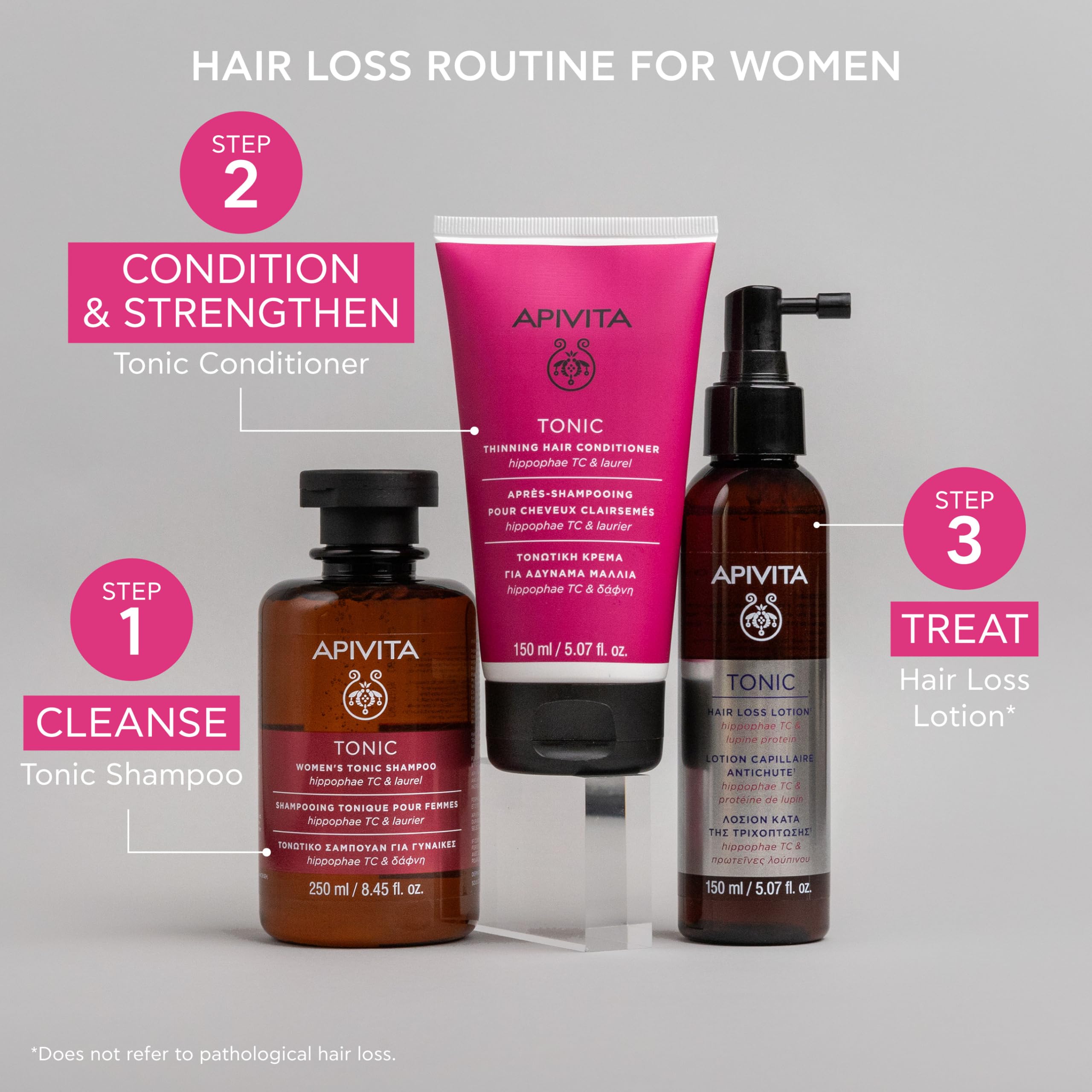 Apivita Tonic Thinning Hair Conditioner 150ml with Patented Hippophae Tonic Complex, Laurel and Propolis - Strengthens Hair, Prevents Breakage, Detangles and Adds Volume