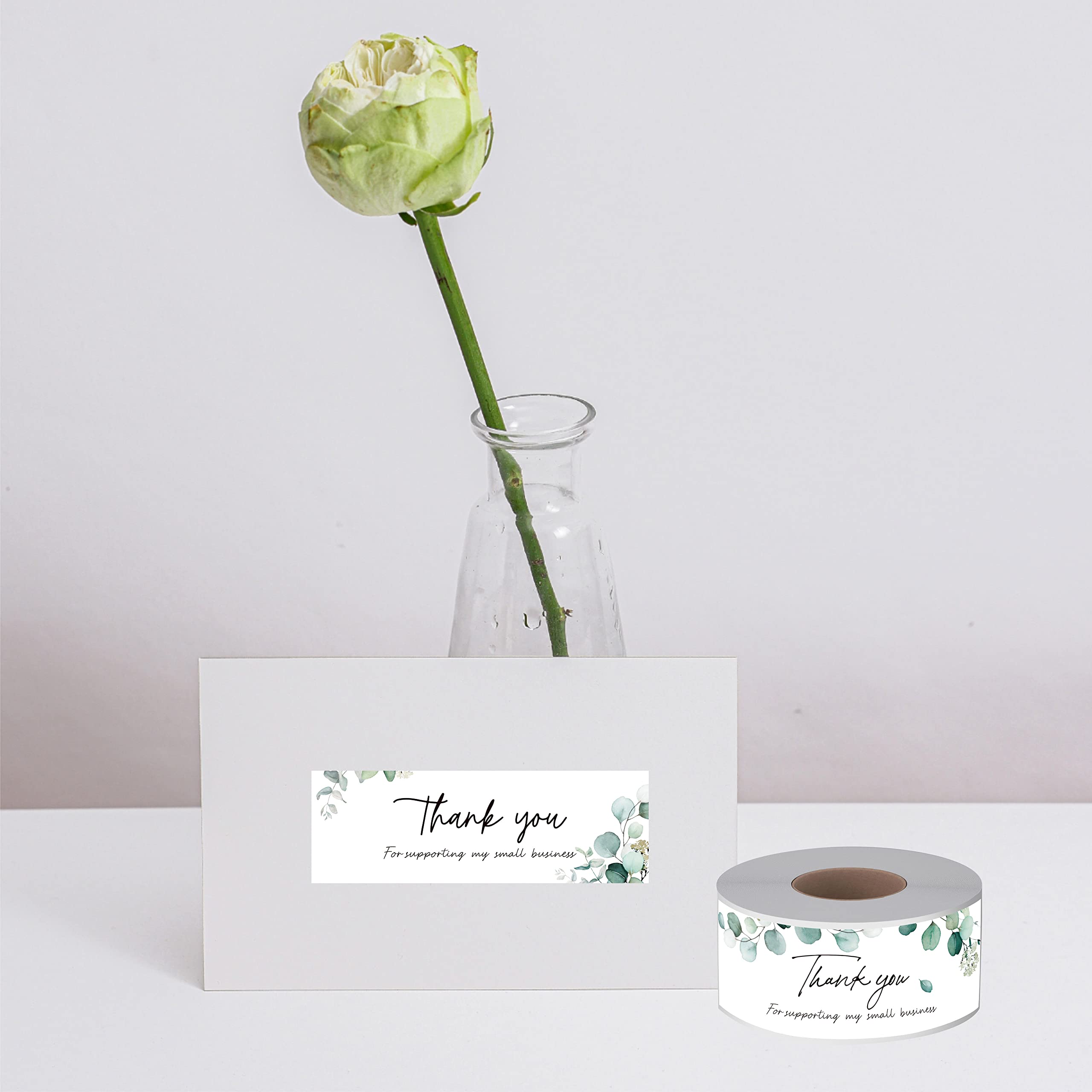 150 PCS Thank You Stickers, 4 Designs Fresh Greenery Rectangular Labels with Perforation Line for Packaging, Envelopes, Gift Wraps, Crafts, Personal and Business Use (Each Measures 3” x 1")