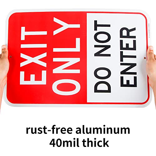 2-Pack Large Exit Only Do Not Enter Sign, 18"x 12" .04" Aluminum Reflective Sign Rust Free Aluminum-UV Protected and Weatherproof