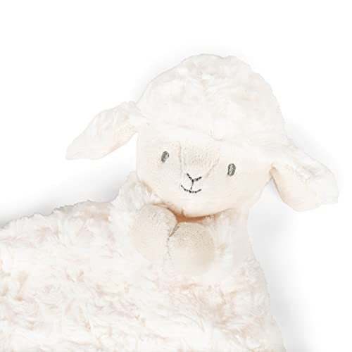 DEMDACO Fuzzy White Lamb Loves Me Polyester Plush Children's Rattle Blankie