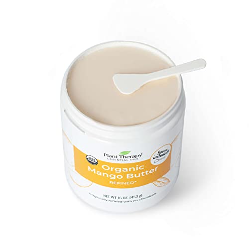 Plant Therapy Organic Mango Butter Raw, USDA Certified, 16 oz Jar For Body, Face & Hair 100% Pure, Natural Moisturizer For Dry, Cracked Skin, & DIY