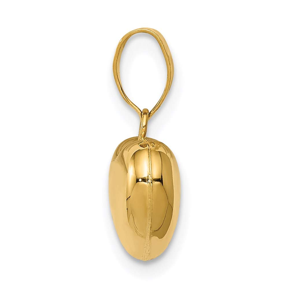 14K Yellow Gold Polished Puffed Heart Charm Pendant