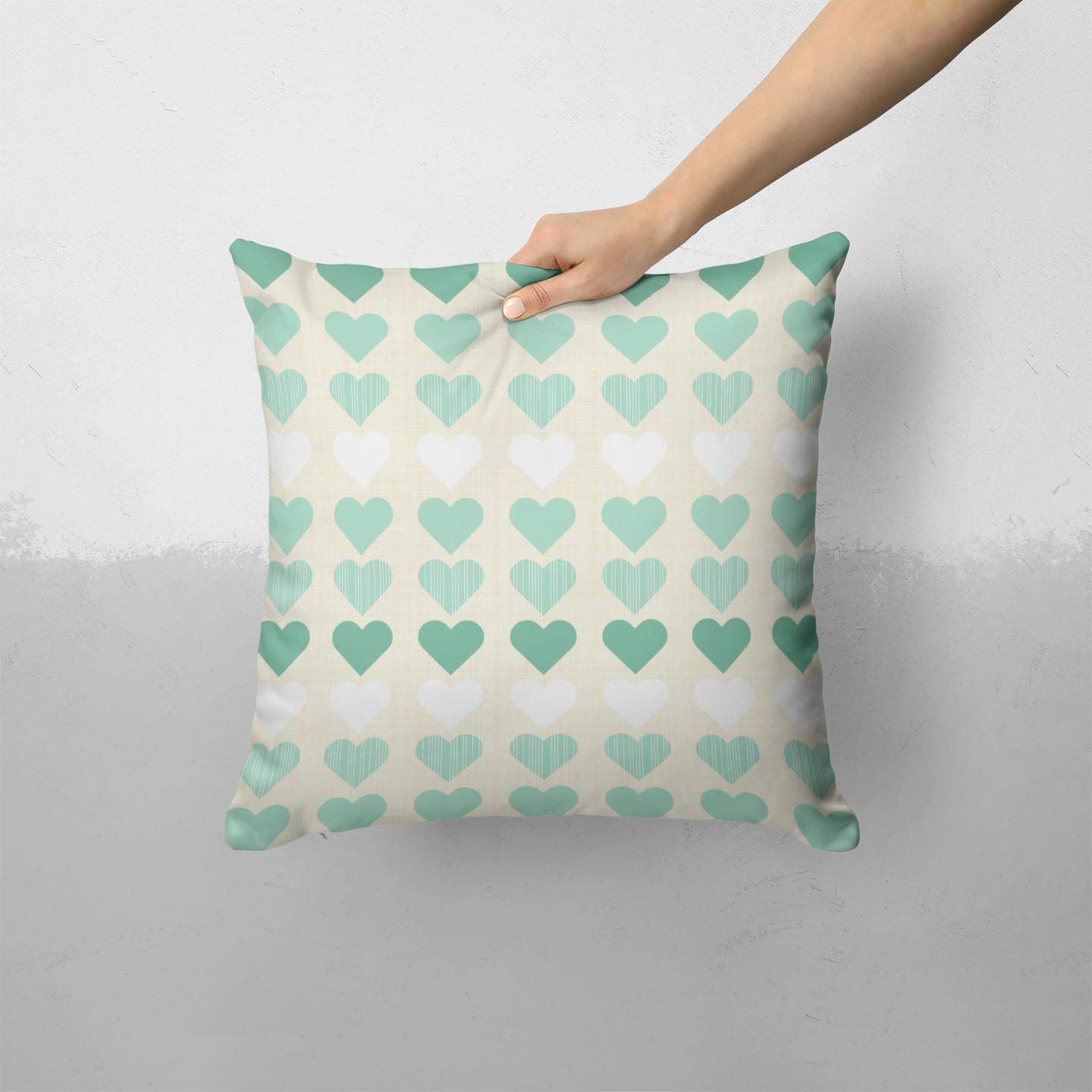 iiRov Scratched Vintage Green Hearts - Custom Decorative Home Decor Indoor or Outdoor Throw Pillow Cover for Sofa, Bed or Couch Cushion (Pillow CASE Cover ONLY)