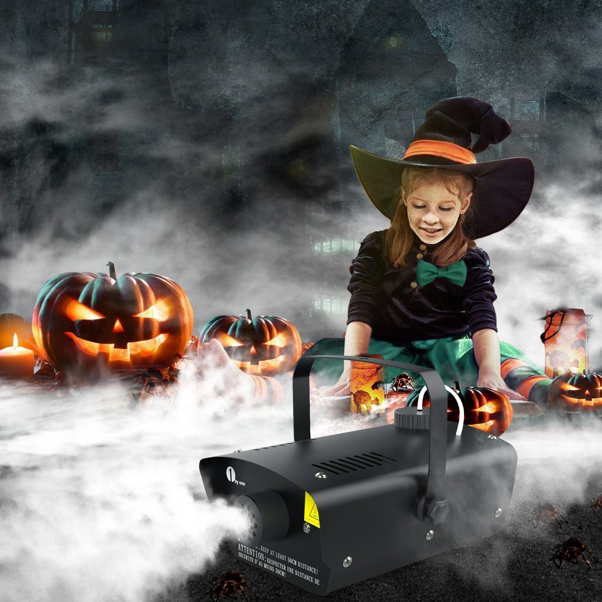 1byone Fog Machine with Wired Remote Control, 400-Watt Smoke Machine for Halloween,Christmas, Weddings, Parties & Holidays,O00QL-0041 (Black)