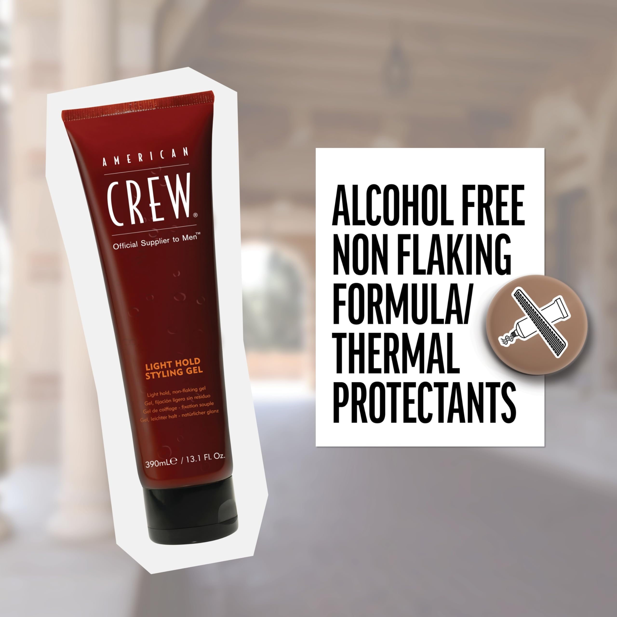 American Crew Men's Hair Gel, Light Hold, Non-Flaking Styling Gel, 13.1 Fl Oz