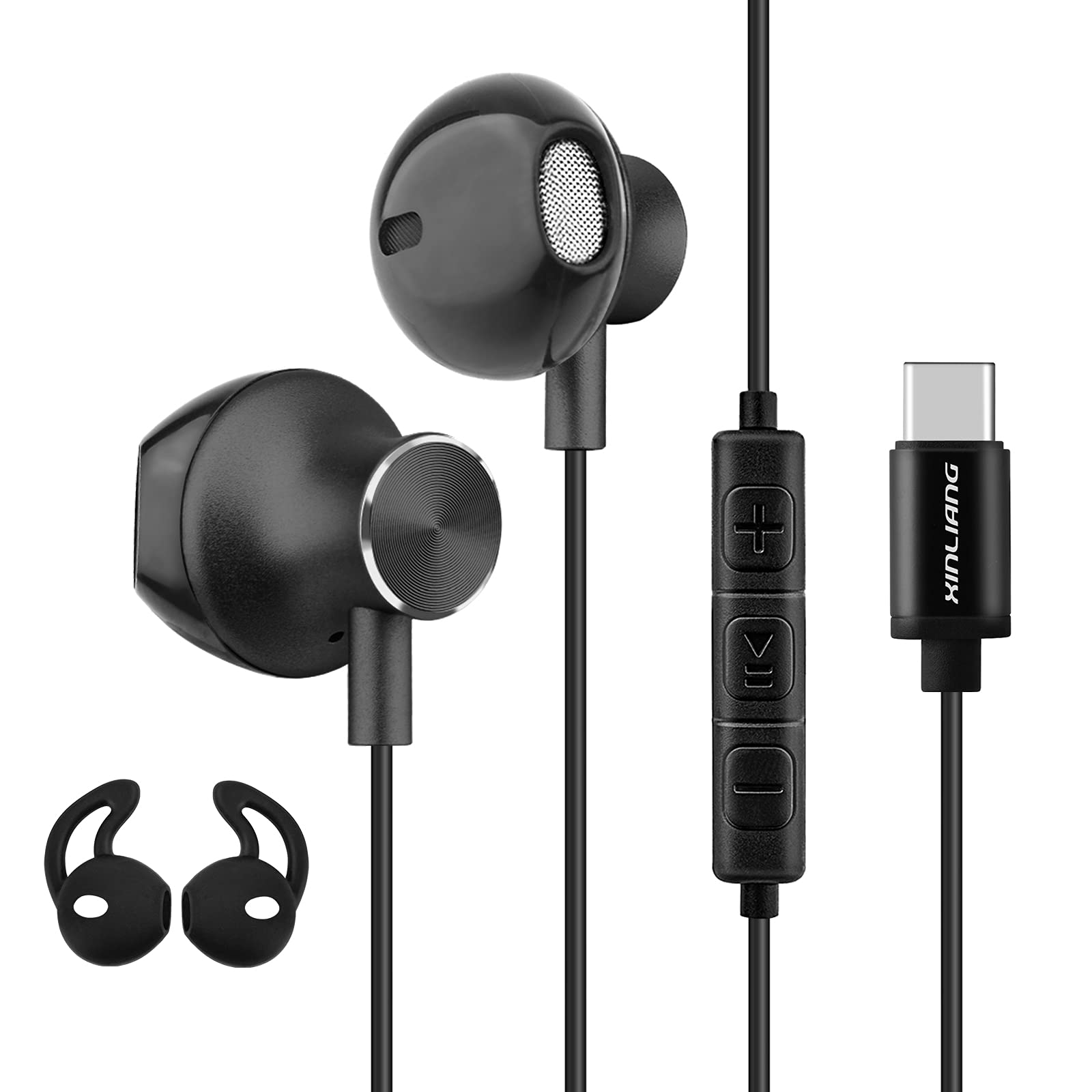 XINLIANG USB C Earbuds Type C Headphones Wired with Microphone & Volume Control C Port Earphones for Samsung Galaxy s21 Ultra 5G s20 FE Note 20/10, iPad Pro 2018, Google Pixel,Mac Book