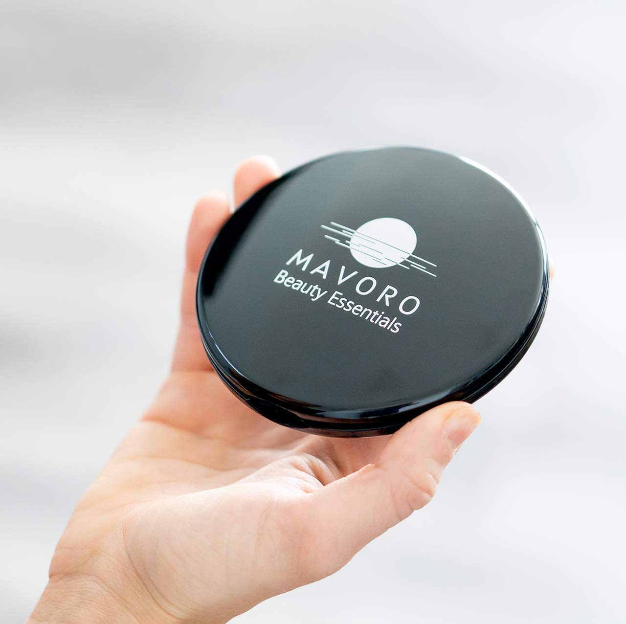 Magnifying Compact Mirror for Purses with 10X Magnification – Double Sided Travel Makeup Mirror, 4 Inch Small Pocket Mirror, or Purse Mirror. Bundle Black and Pink