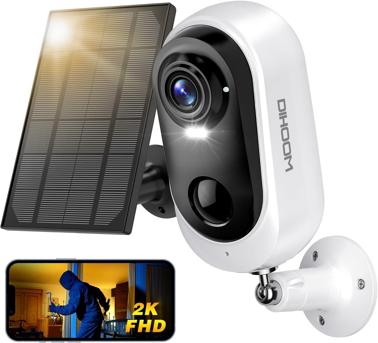 DIHOOM 2K/3MP Solar Camera Surveillance Exterieur for Home Security