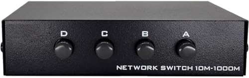 Toptekits 4 Port Way 8P8C RJ45 Network Ethernet Manual ABCD Sharing Switch Box,4 Ports Network Switch Splitter Selector Hub 4-in 1-Out or 1-in 4-Out