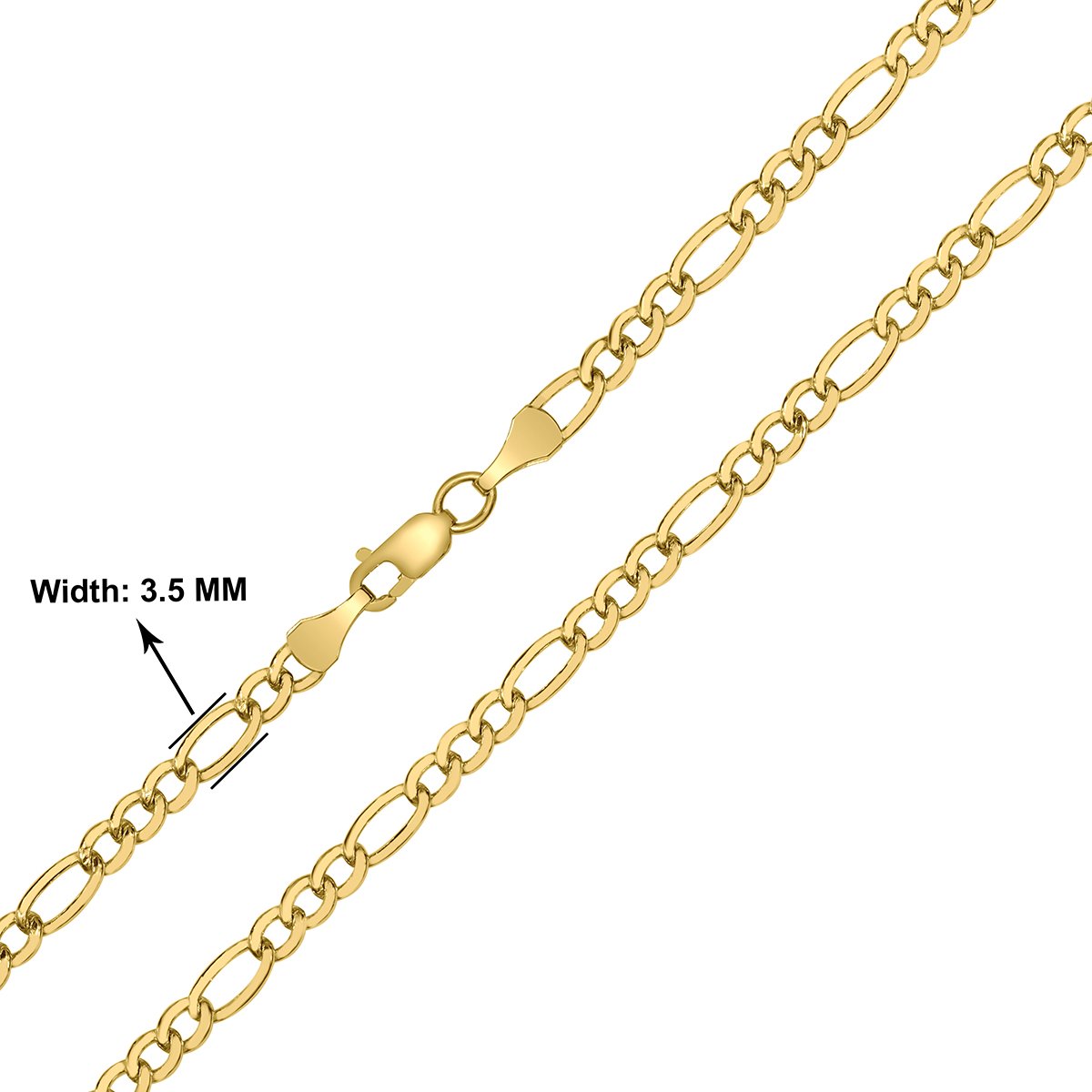 14K Yellow Gold Filled 3.5mm Figaro Chain with Lobster Clasp - 20 Inch