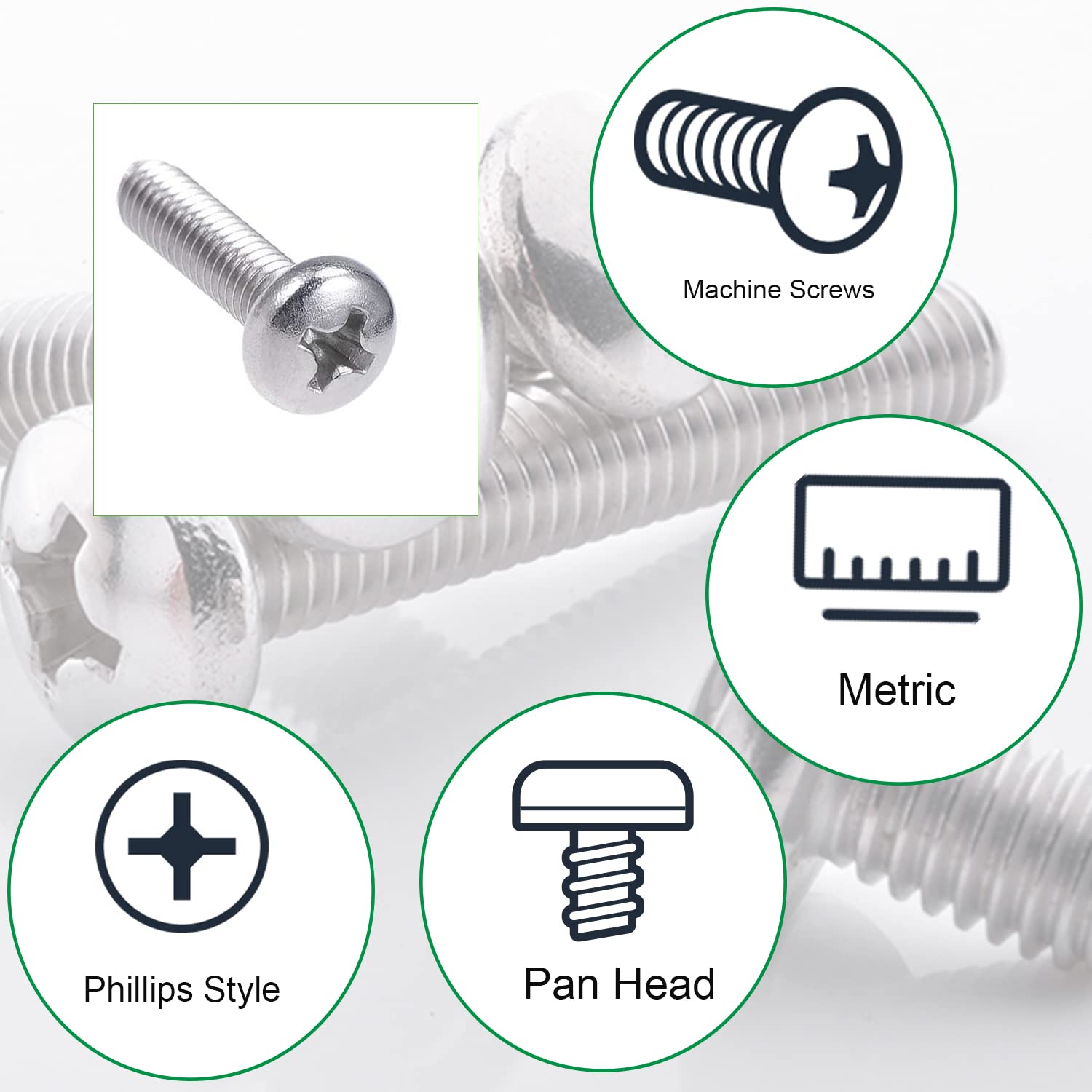 Yinpecly 60pcs M4-0.7x50mm Knob Pull Machine Screws Metric Pan Head Phillips Drive Cross Head Screw 304 Stainless Steel Full Thread Fasteners Bolts Silver Gray Cabinet Door and Drawer Screws