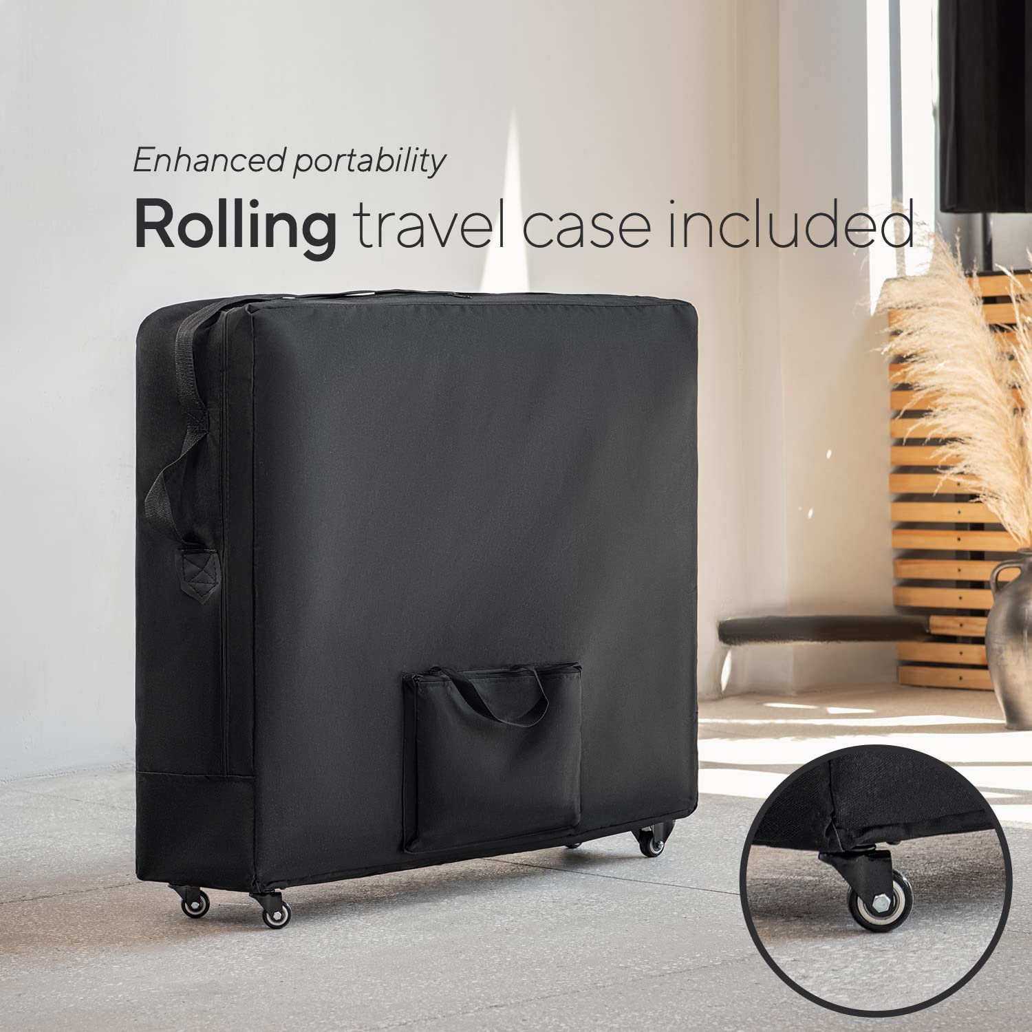 Luxton Premium Memory Foam Massage Table - Rolling Travel Case, Washable Sheets, Thicker & Wider