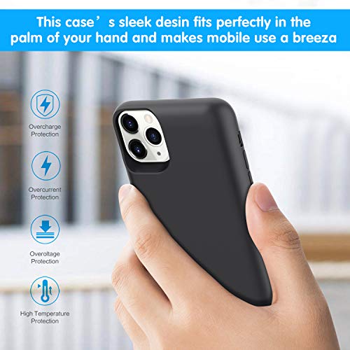 Battery Case for iPhone 11 Pro Max, 7800mAh Extended Portable Battery Pack Rechargeable Charging Case Smart Battery Case for iPhone 11 Pro Max External Battery Cover 6.5 inch Charging Case - Black